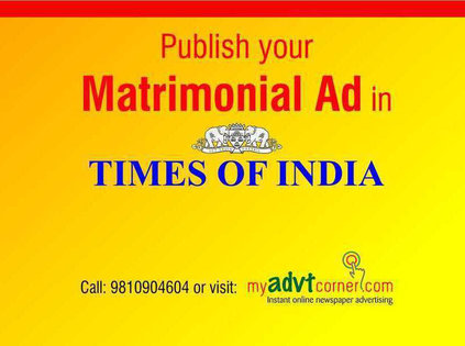 Times of India Matrimonial Ad Booking for Chandigarh: Services: Other in Chandigarh, India